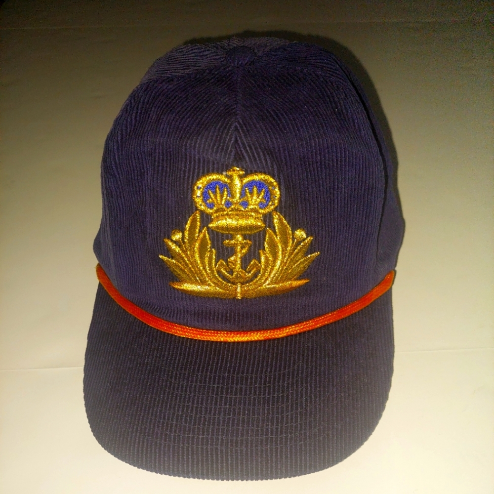Vintage Hat Royal Crown Anchor Corduroy Rare Embroide… - Gem